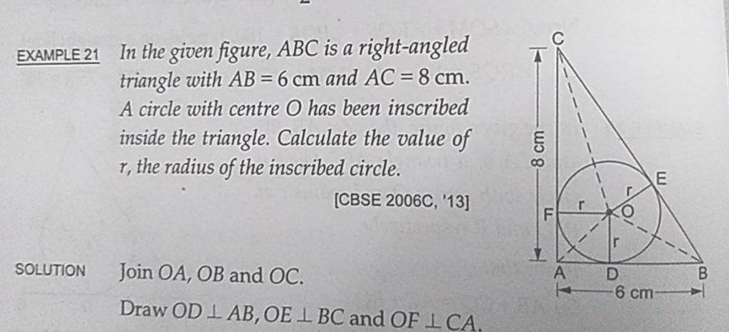 EXAMPLE 21 In the given figure, ABC is a right-angled triangle with AB=6