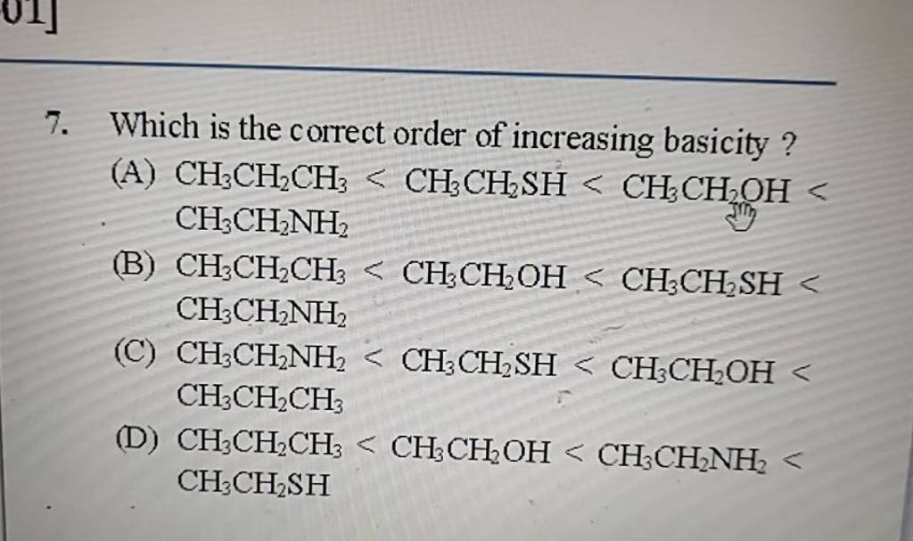 Which is the correct order of increasing basicity ? | Filo