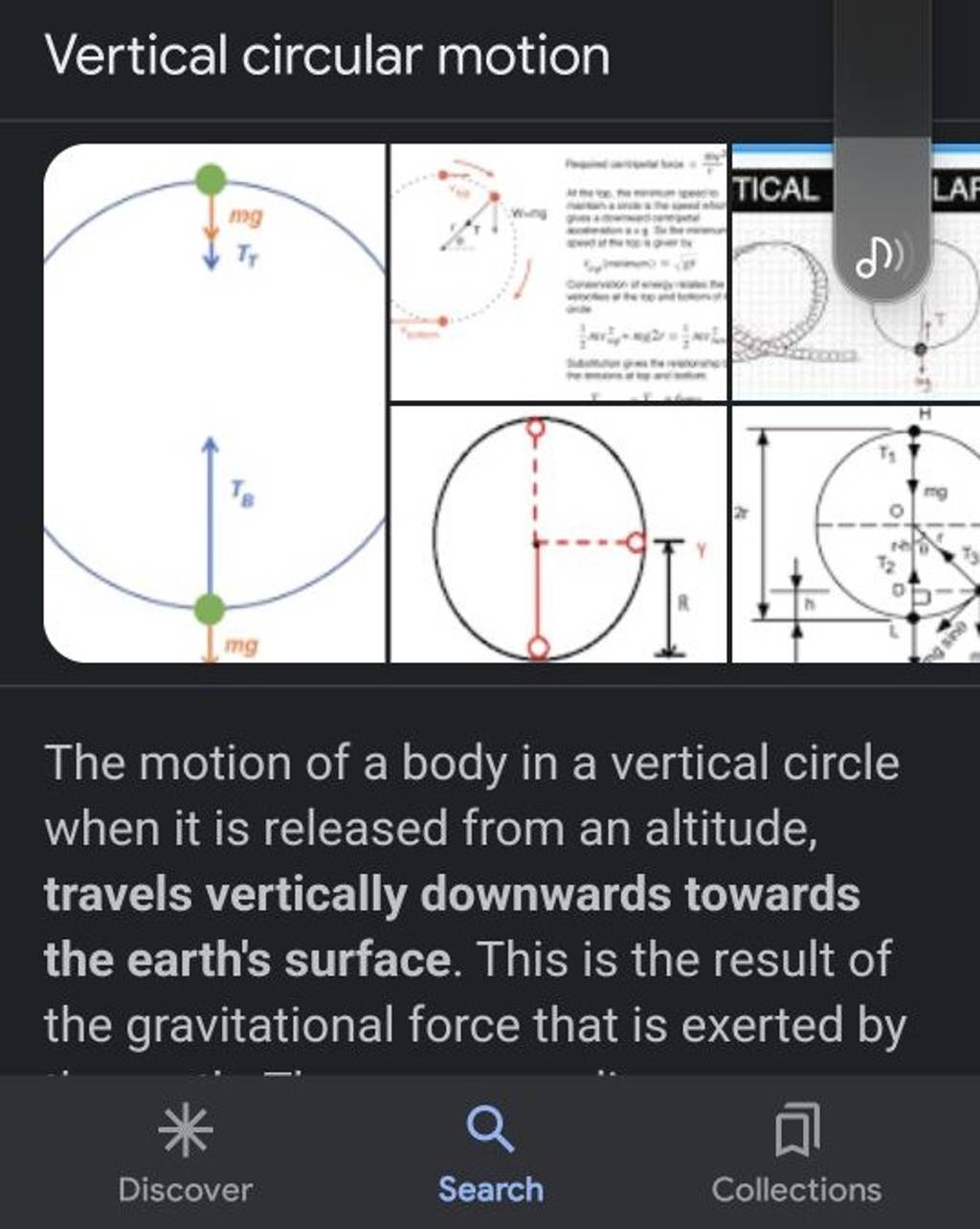 Vertical circular motion The motion of a body in a vertical circle when i..