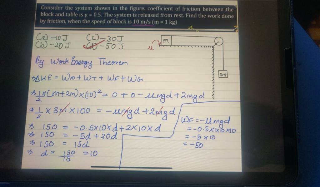 Consider the system shown in the figure. coefficient of friction between