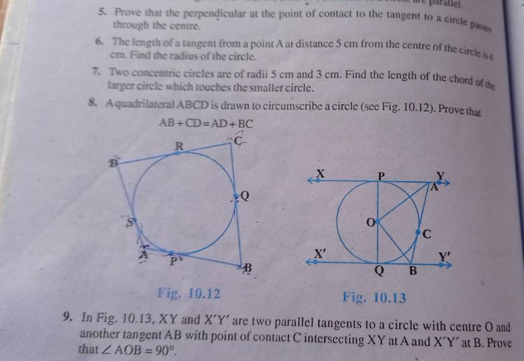 5. Prove that the perpendicular at the point of contact to the tangent to..