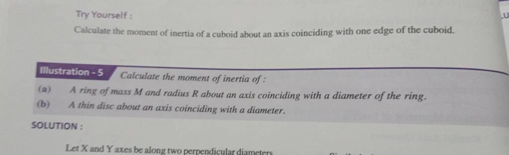 Try Yourself : Calculate the moment of inertia of a cuboid about an axis