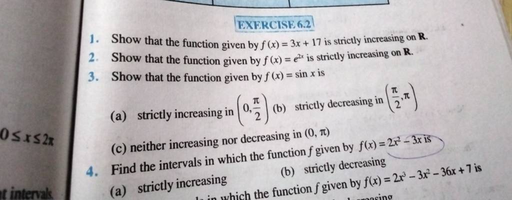 1 Show That The Function Given By F X 3x 17 Is Strictly Increasing On R