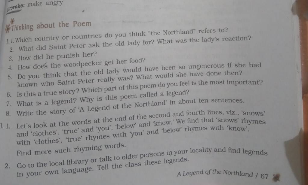 What is a legend? Why is this poem called a legend? 8. Write the story of..