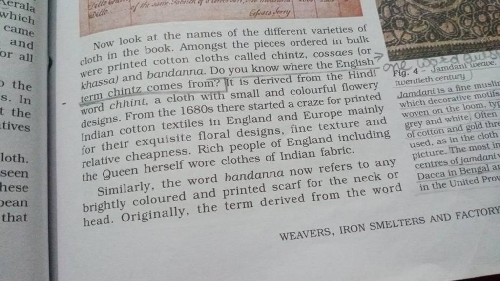 Now look at the names of the different varieties of cloth in the book. Am..