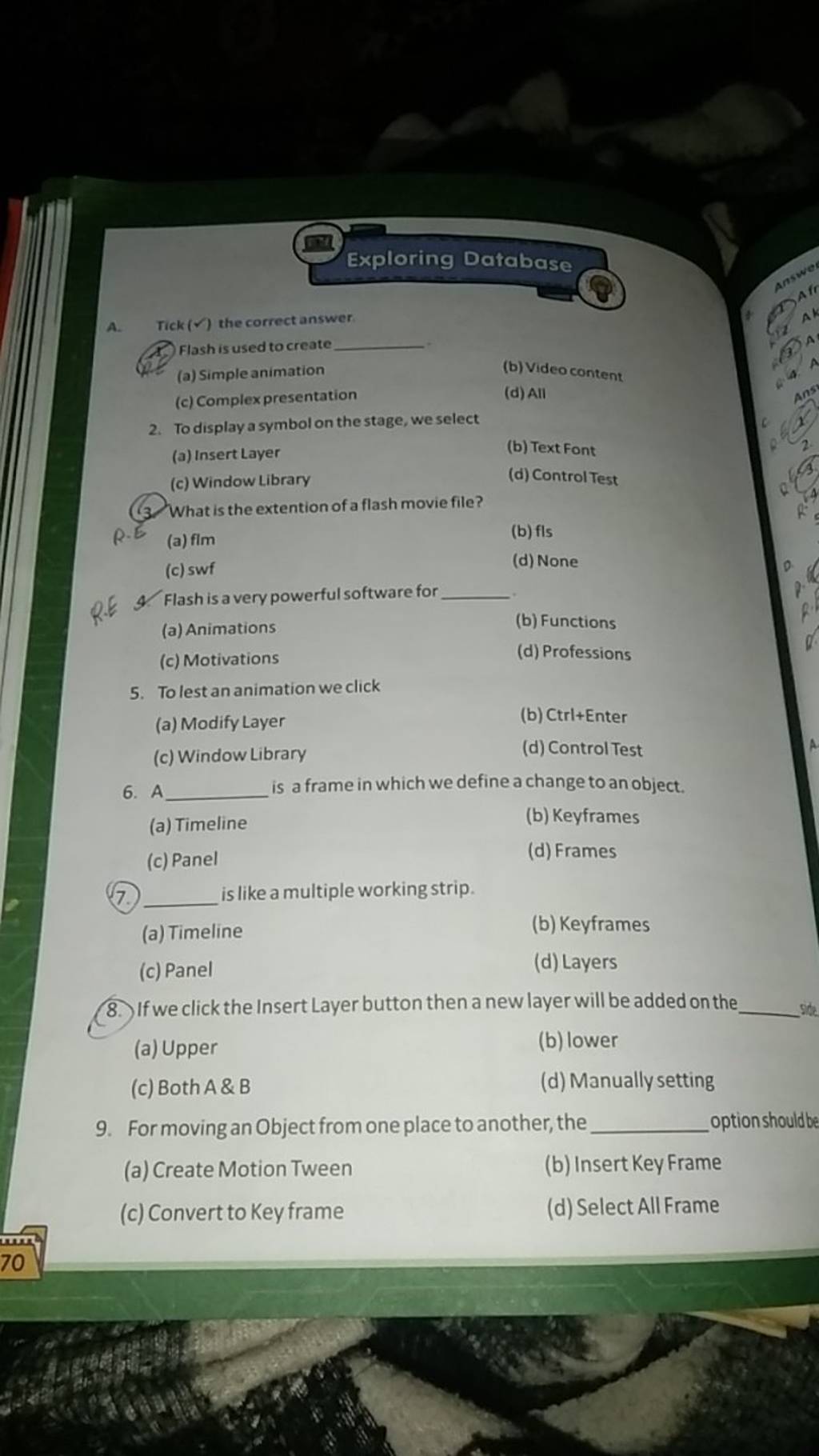 Exploring Database A Tick ¬ The Correct Answer Flash Is Used To Creat