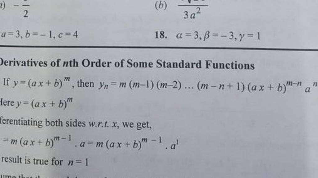 Derivatives Of N Th Order Of Some Standard Functions If Yaxbm Then Y