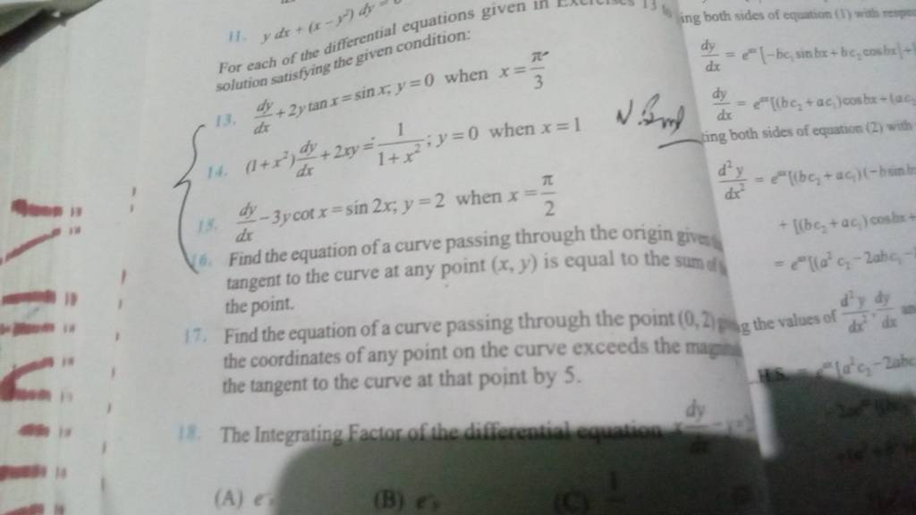 Y Dx X ² Dy For Each Of The Differential Equations Given In Solution