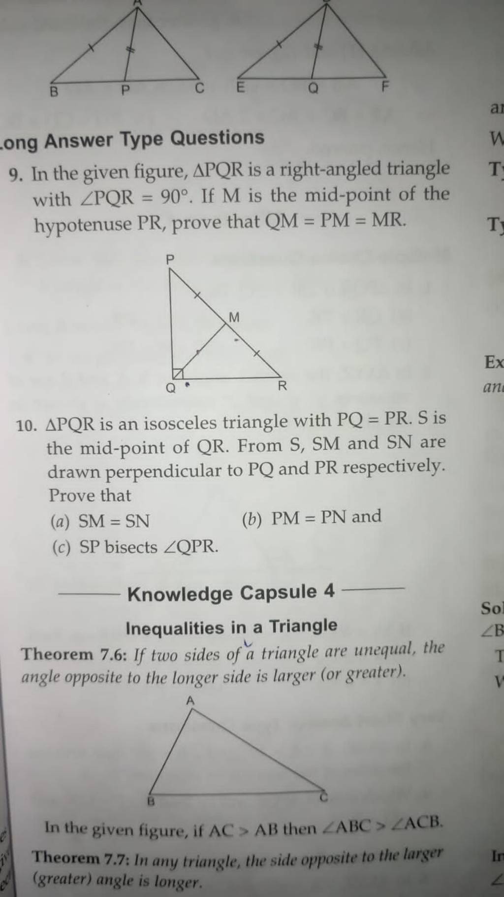 ong Answer Type Questions 9. In the given figure, PQR is a right-angled