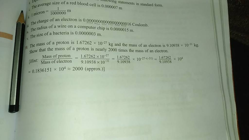 the average size of a red blood cell is 0.000007 m | micron =10000001 m