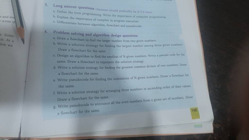 3. Long answer questions (Answers should preferably be of 5−6 lines) : a...