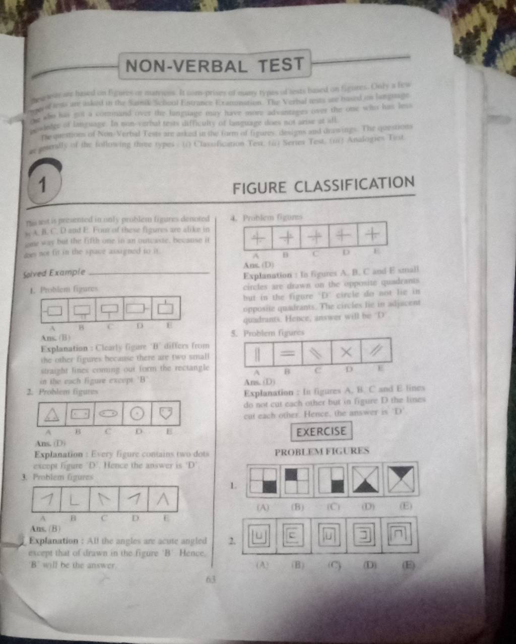 NON-VERBAL TEST FIGURE CLASSIFICATION Solved Example 4. Problem figures 1.. NON-VERBAL TEST FIGURE CLASSIFICATION Solved Example 4. Problem figures 1..