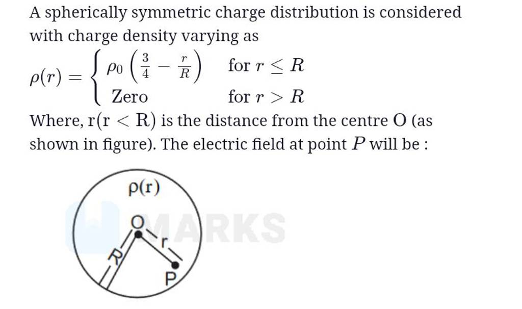 A Spherically Symmetric Charge Distribution Is Considered With Charge Den