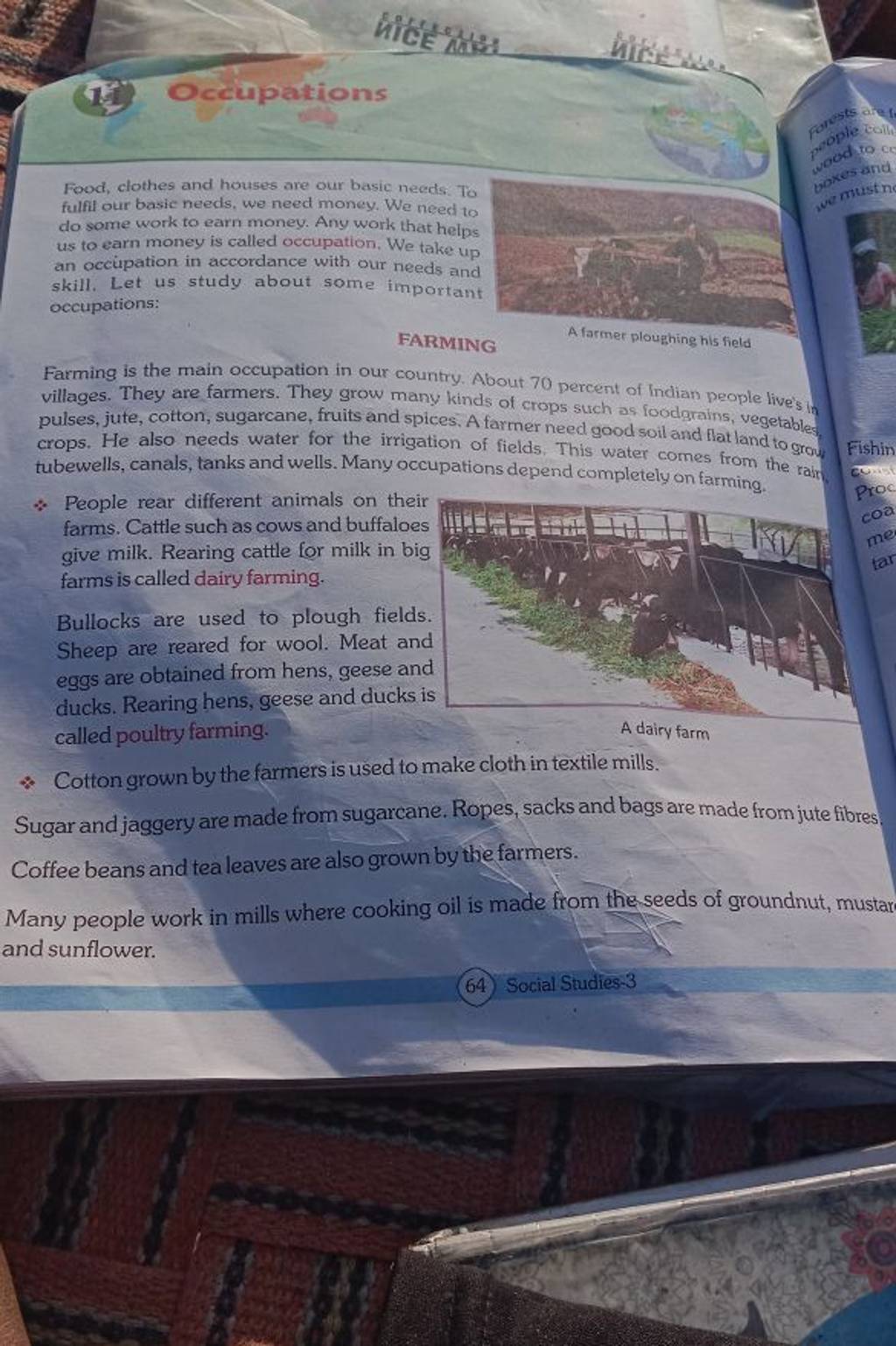 Food, clothes and houses are our basic needs. To fulfil our basic needs,