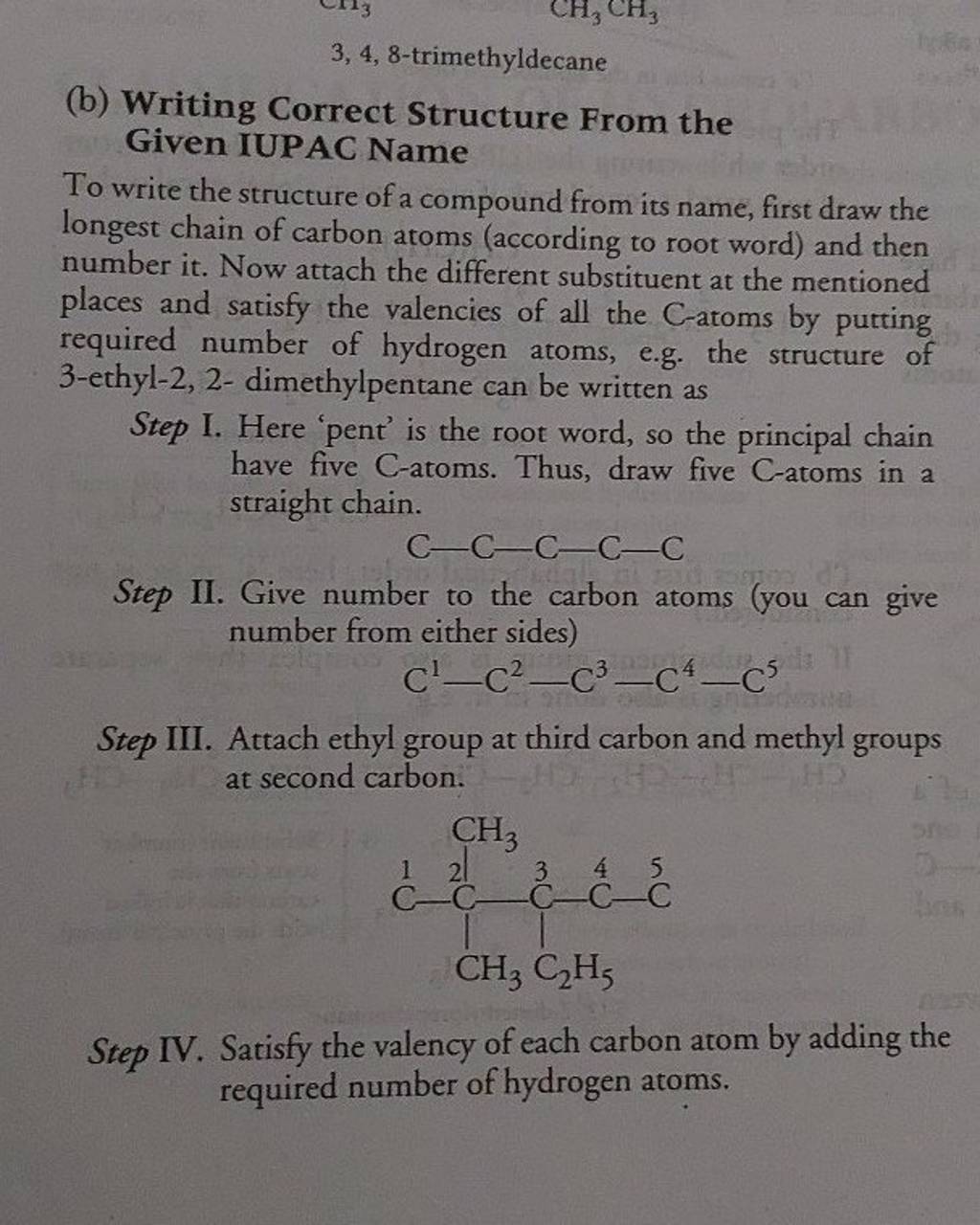 (b) Writing Correct Structure From the Given IUPAC Name To write the stru.. (b) Writing Correct Structure From the Given IUPAC Name To write the stru..