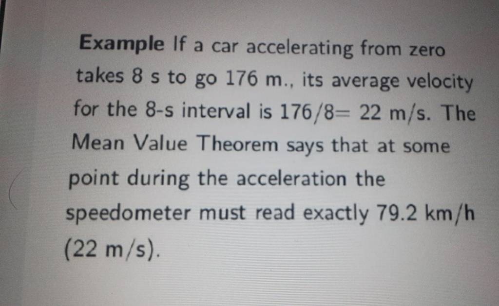 Example If a car accelerating from zero takes 8 s to go 176 m., its avera..