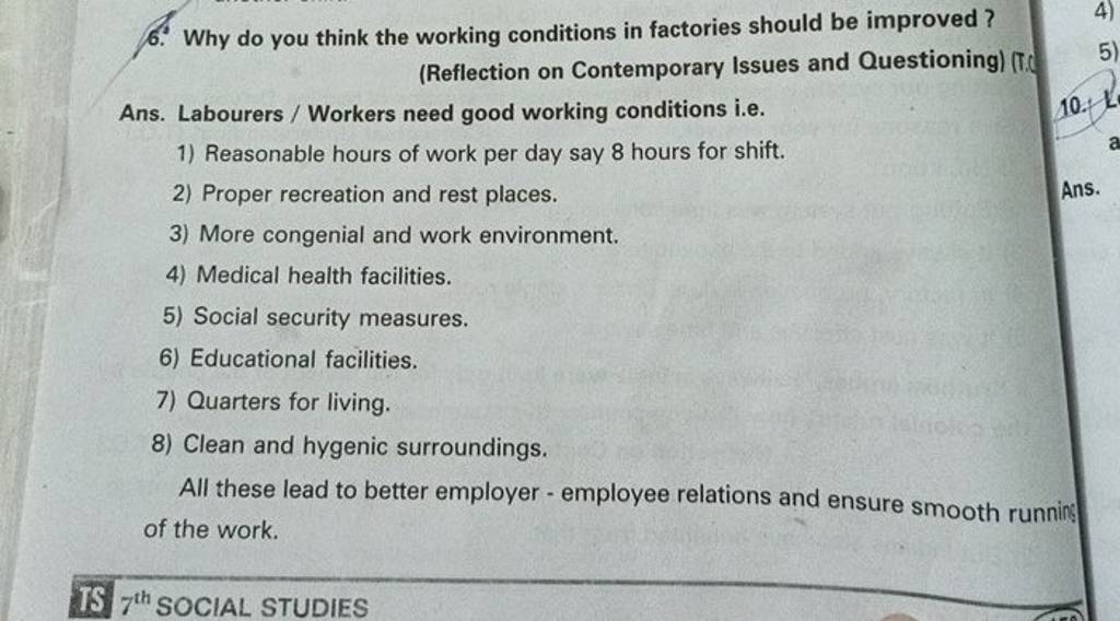 Why do you think the working conditions in factories should be improved?