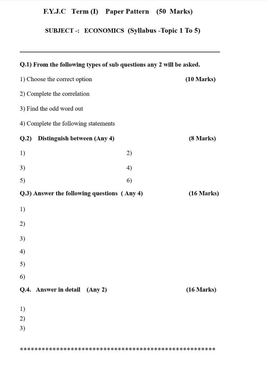 Q.2) Distinguish between (Any 4) (8 Marks) | Filo Q.2) Distinguish between (Any 4) (8 Marks) | Filo