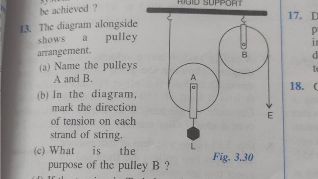 13 The Diagram Alongside Shows A Pulley Arrangement a Name The Pulley 