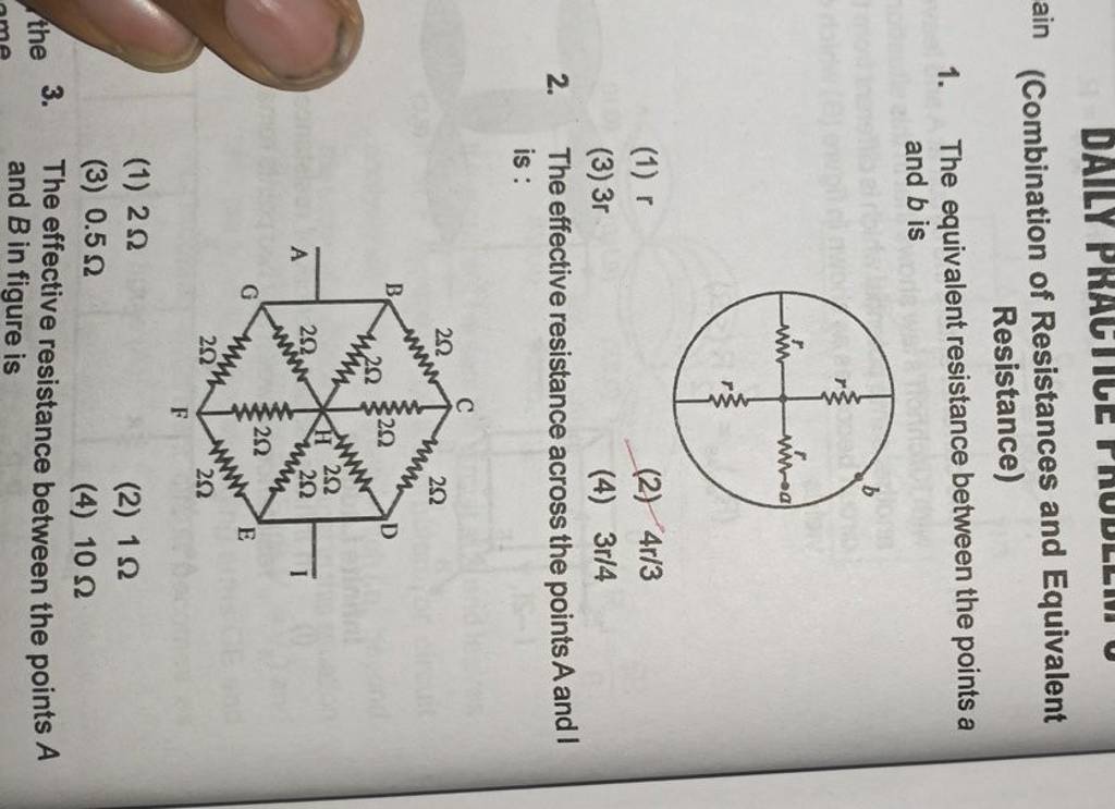 (Combination of Resistances and Equivalent Resistance) 1. The equivalent