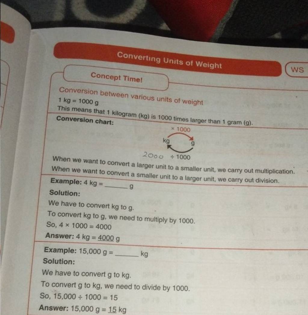 Converting Units of Weight Concept Time! Conversion between various units..