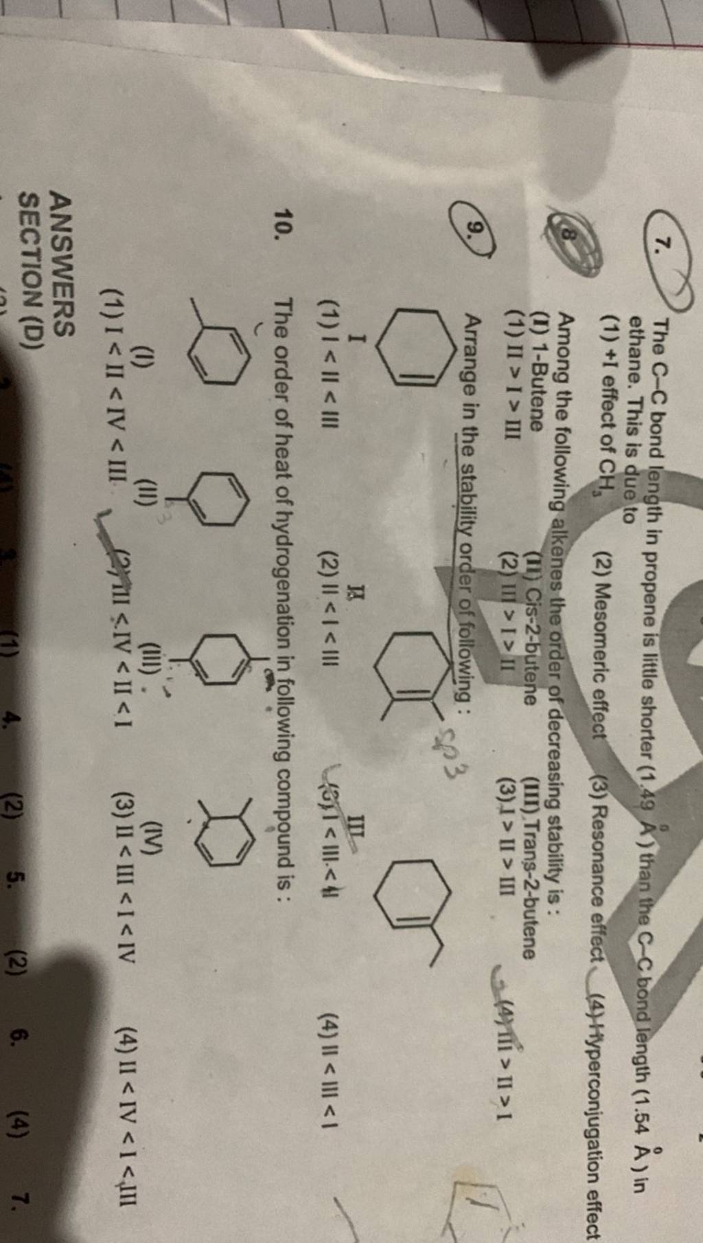 II > I > I III (2) III > I > II (3) I > II > III (4) III > II > I 9. Arr..