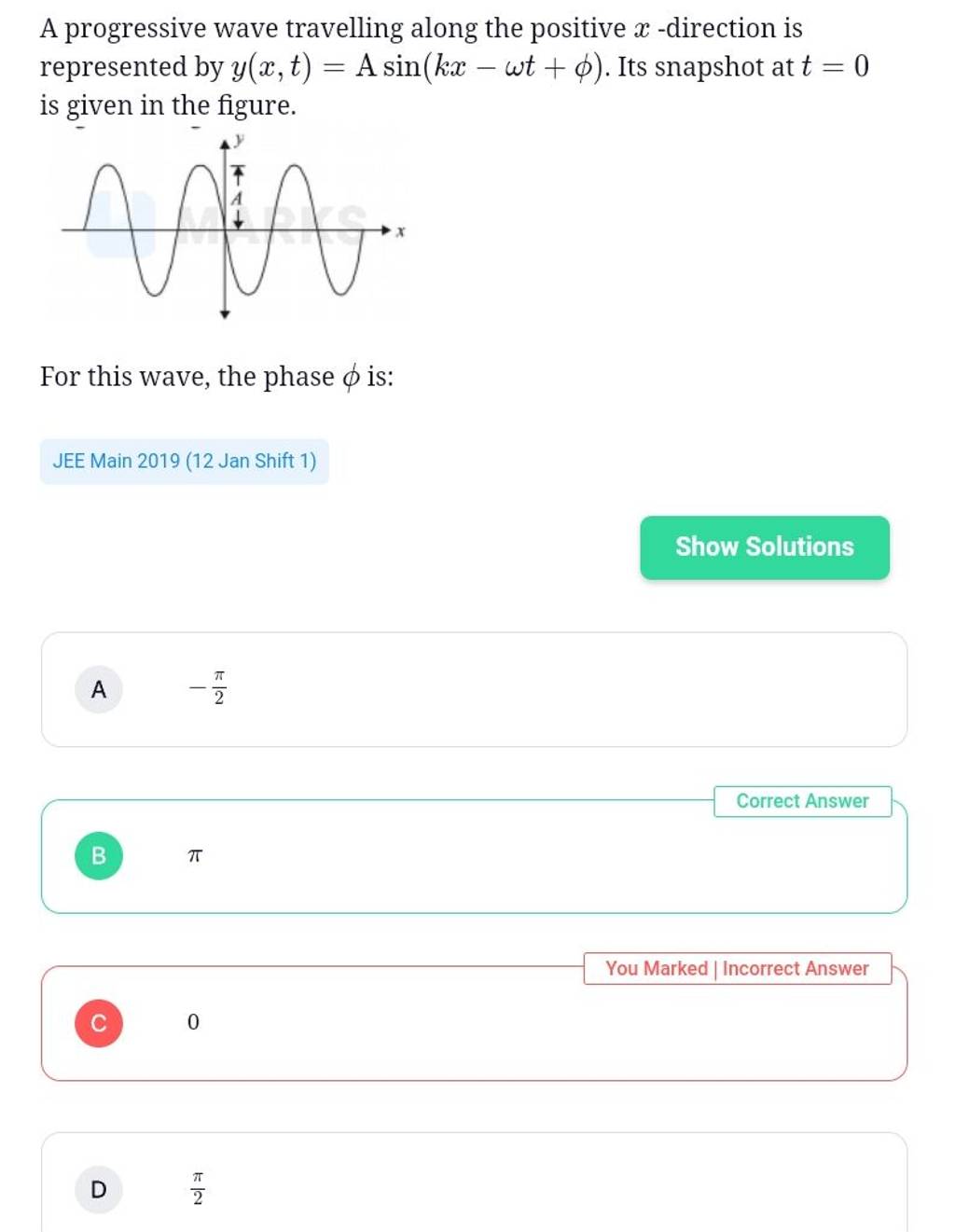A Progressive Wave Travelling Along The Positive X Direction Is Represent