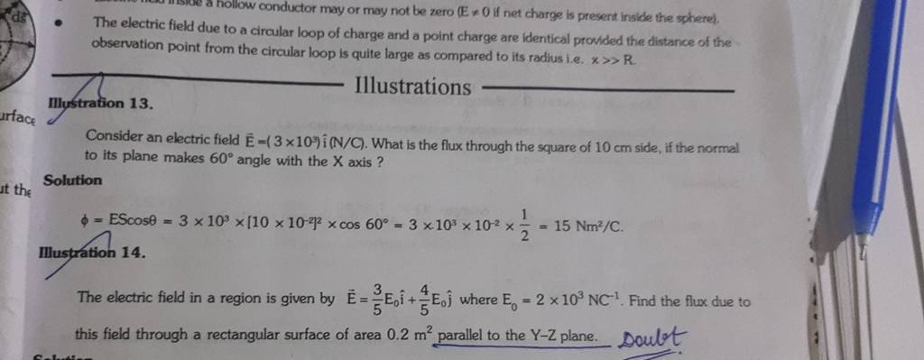 - The electric field due to a circular loop of charge and a point charge