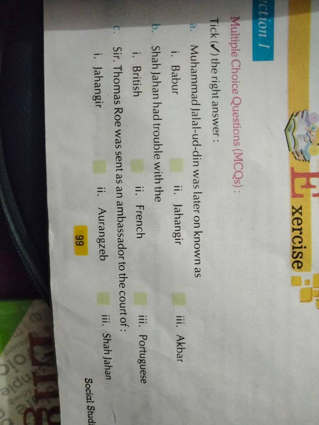 Multiple Choice Questions (MCQs) : Tick ( ) the right answer : a. Muhamma..