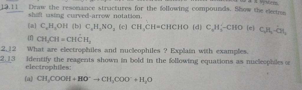 12.11 Draw the resonance structures for the following compounds. Show the..