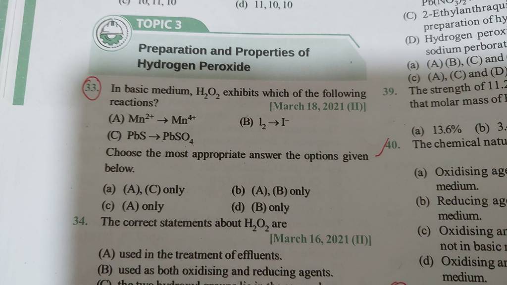 Preparation and Properties of preparation of hy Hydrogen Peroxide | Filo