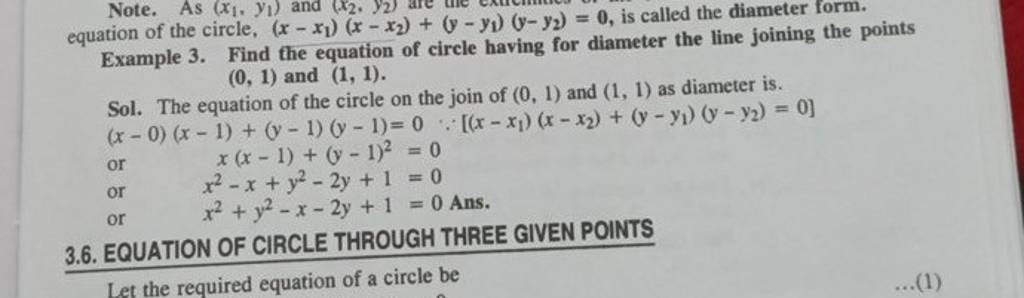 Note. As (x1 ,y1 ) and (x2 ,y2 ), is called the diameter form. equation o..