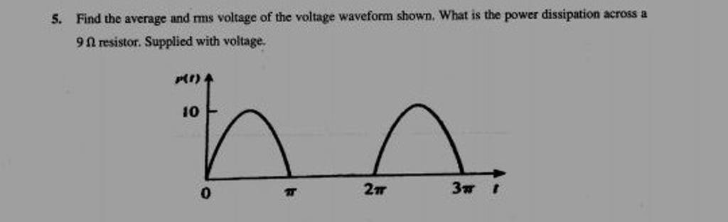 5. Find the average and ms voltage of the voltage waveform shown. What is..
