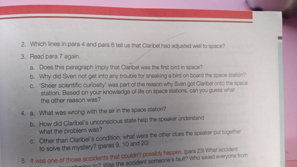2. Which lines in para 4 and para 6 tell us that Claribel had adjusted we..