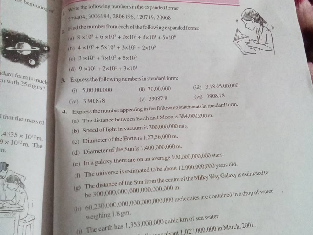 Write the following numbers in the expanded forms: 279404,3006194,2806196..