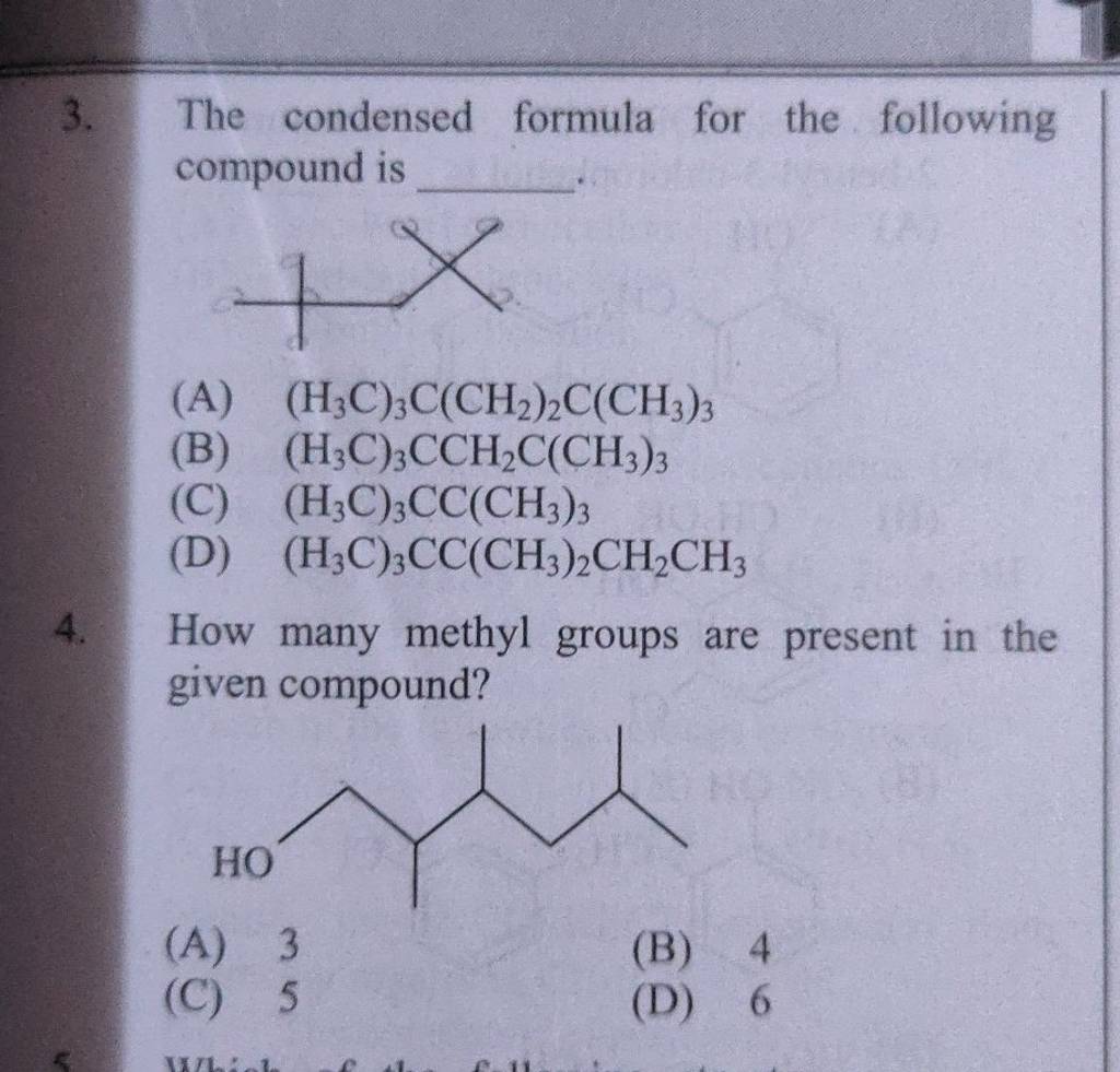 The condensed formula for the following compound is | Filo