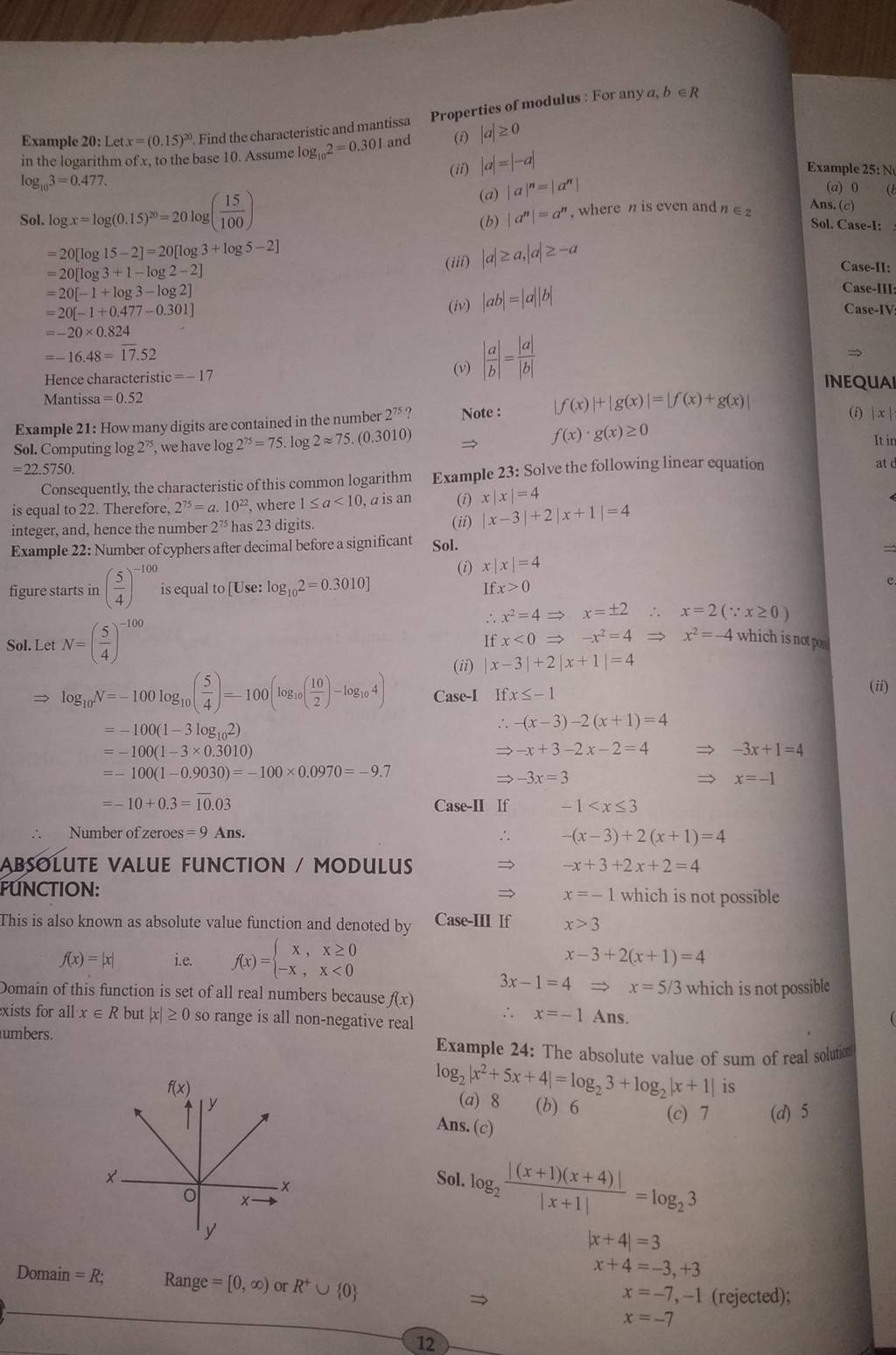 Example 20: Let x=(0.15)20. Find the characteristic and mantissa Properti..