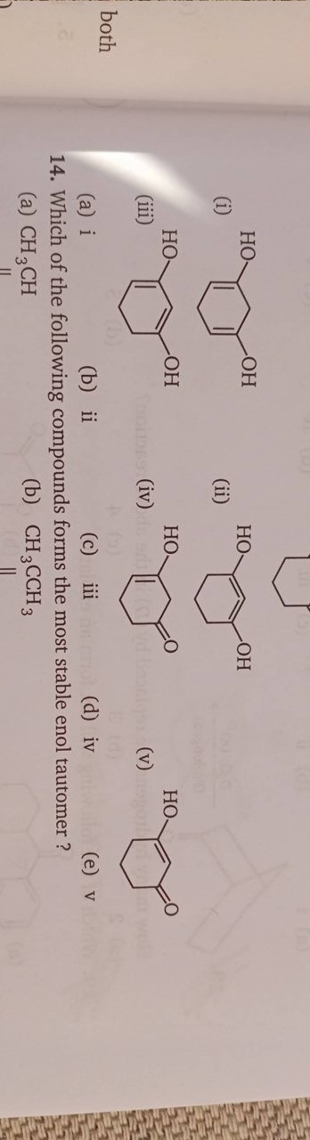 Which of the following compounds forms the most stable enol tautomer