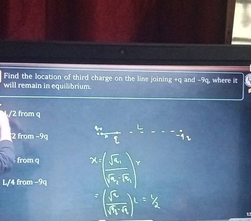 Find the location of third charge on the line joining +q and −9q, where i..