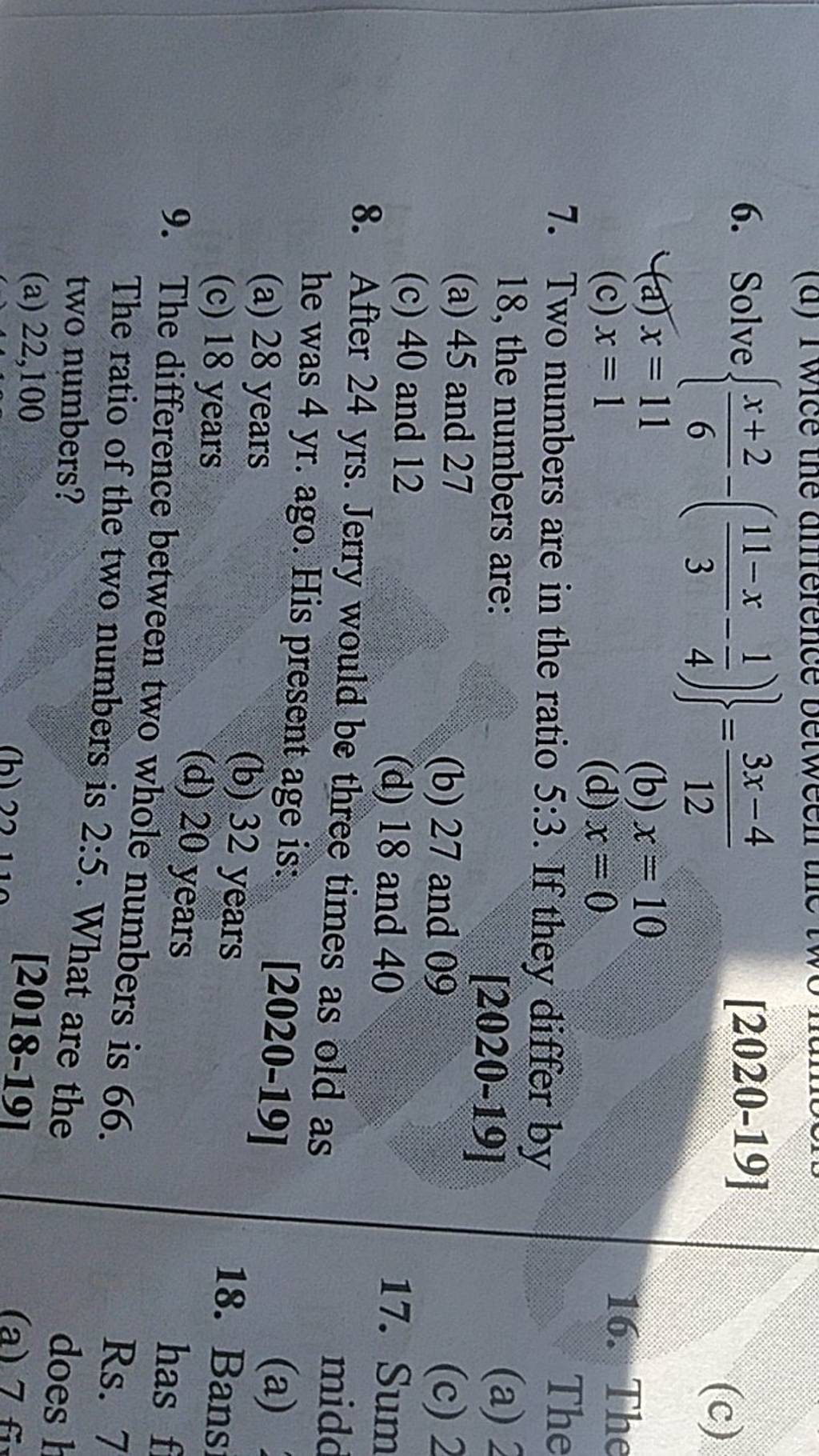 The difference between two whole numbers is 66. The ratio of the two numb..