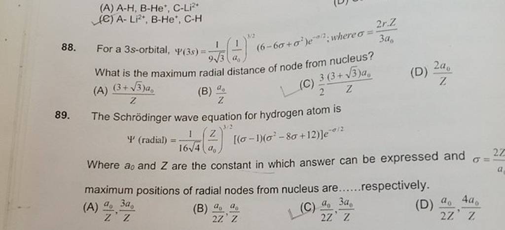 The Schrödinger Wave Equation For Hydrogen Atom Is [ Psi Text { Radial