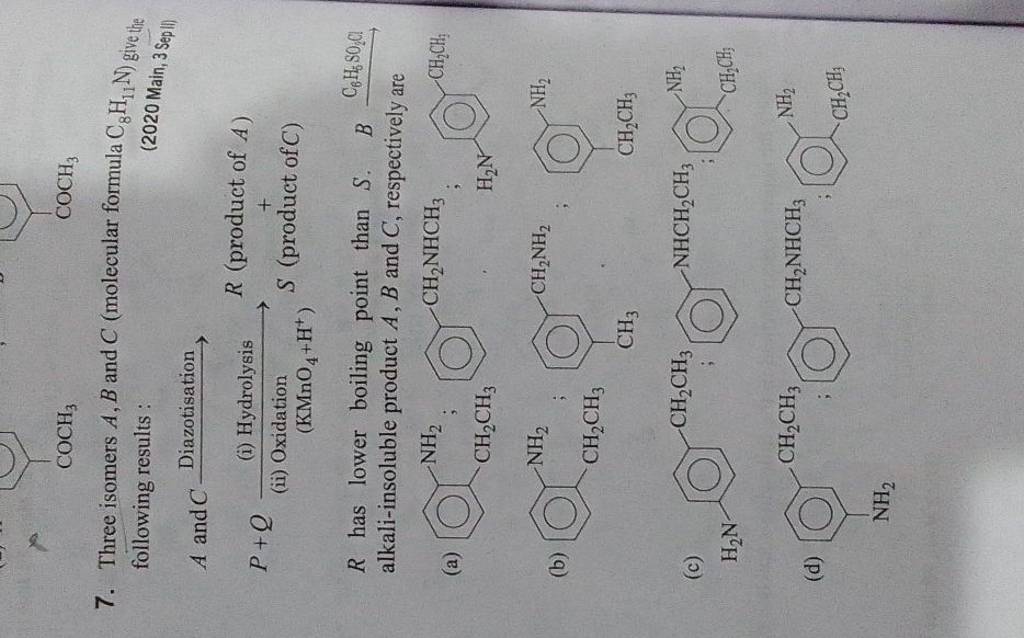 Three Isomers A B And C Molecular Formula C8 H11 N Give The Following