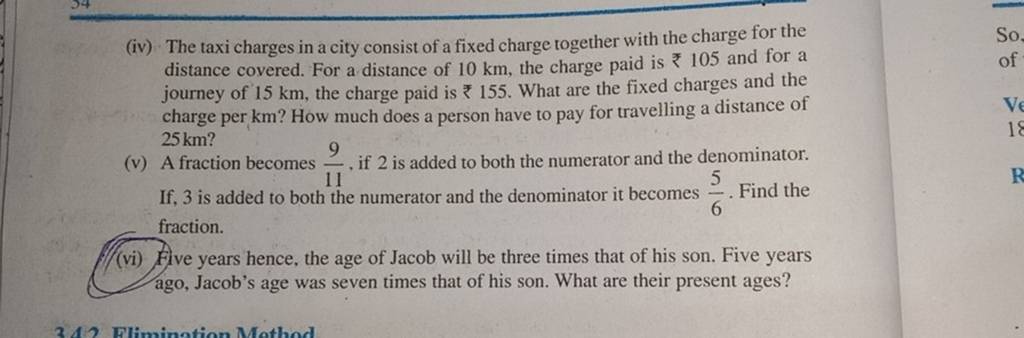 (iv) The taxi charges in a city consist of a fixed charge together with t..