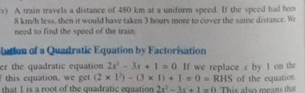 A train travels a distance of 480 km at a uniform speed. If the specd had..
