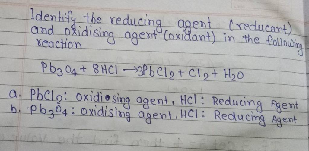 Identify The Reducing Agent Reducant And Oxidising Agent Oxidant In T