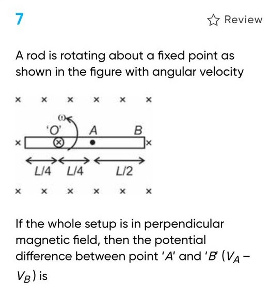 7 ≜ Review A rod is rotating about a fixed point as shown in the figure w..