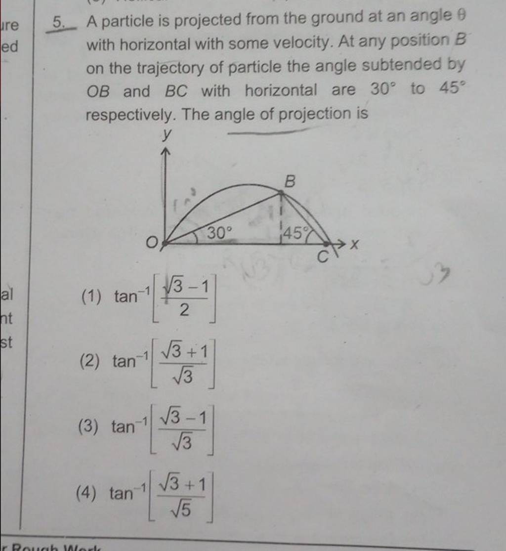 A Particle Is Projected From The Ground At An Angle θ With Horizontal Wit