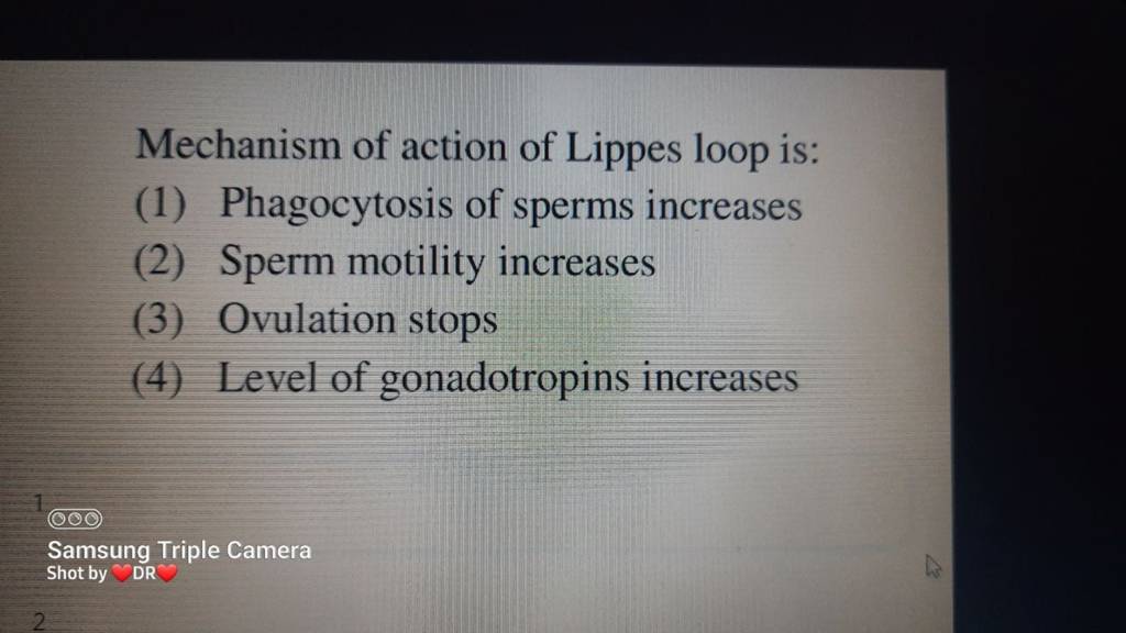 Mechanism of action of Lippes loop is: | Filo