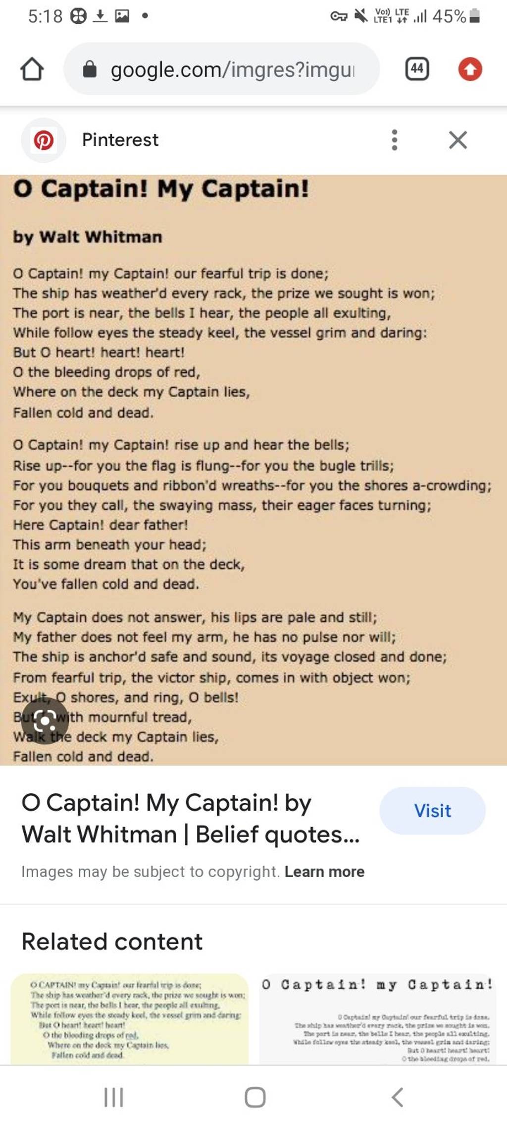 O Captain! My Captain! by Walt Whitman O Captain! my Captain! our fearful..