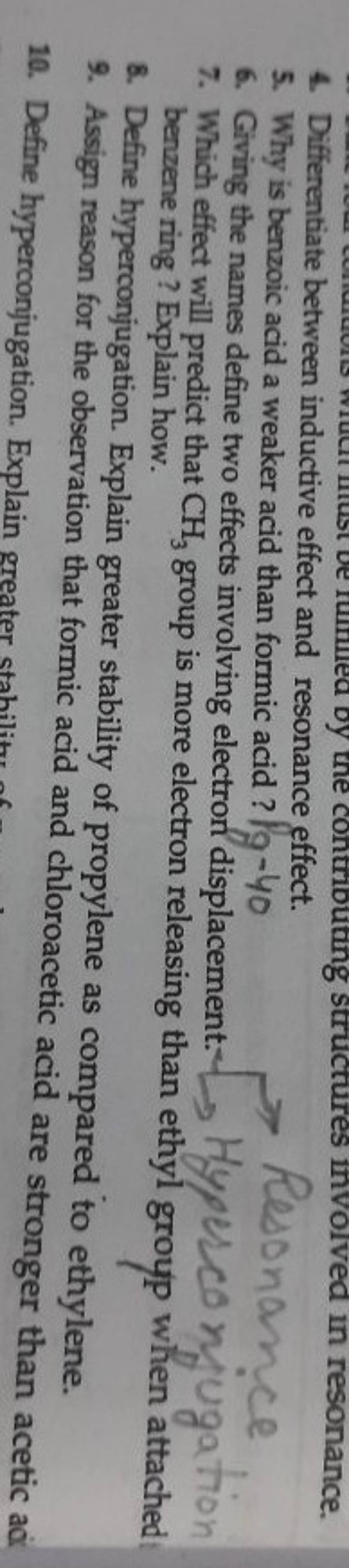 4. Differentiate between inductive effect and resonance effect. | Filo 4. Differentiate between inductive effect and resonance effect. | Filo